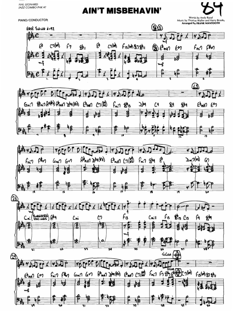 Frank Mantooth - Aint Misbehavin (Combo) PDF | PDF