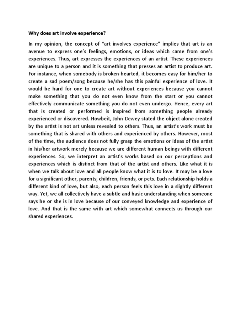 Why Art Involves Experience | PDF