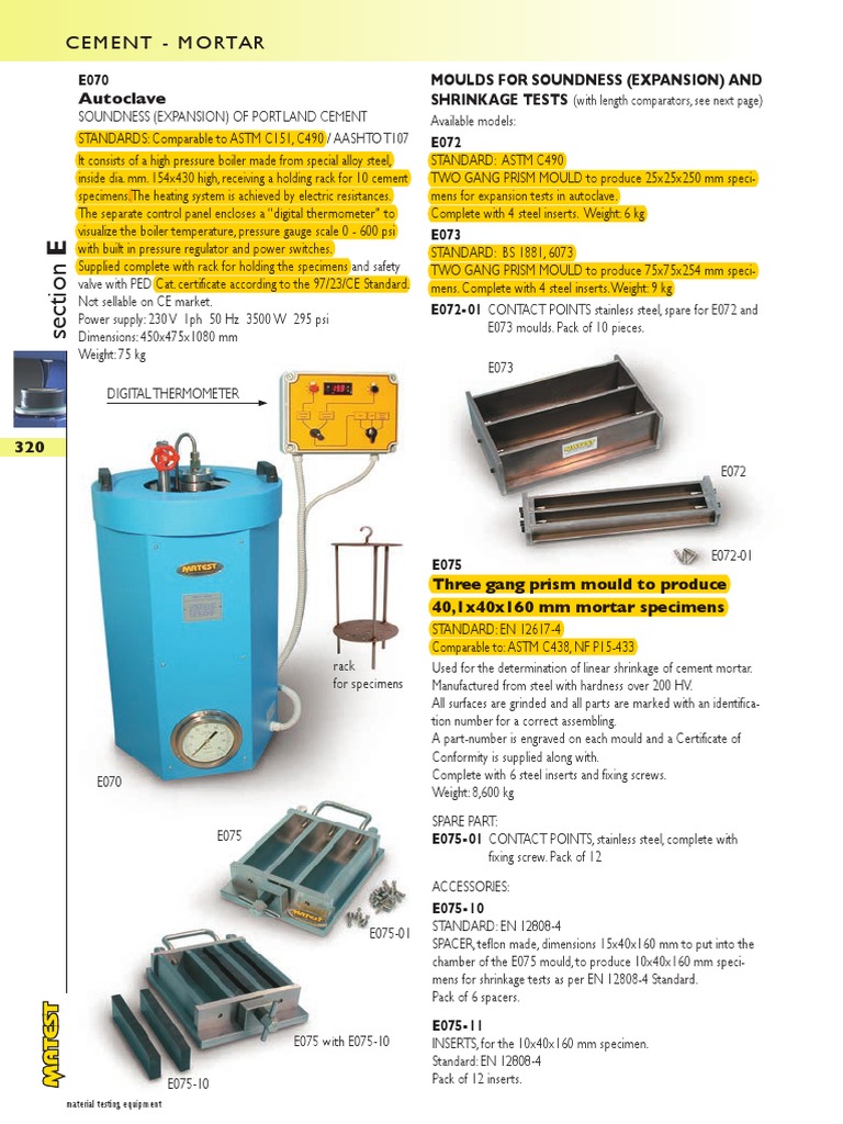 Cement - Mortar: Autoclave Moulds For Soundness (Expansion) and ...