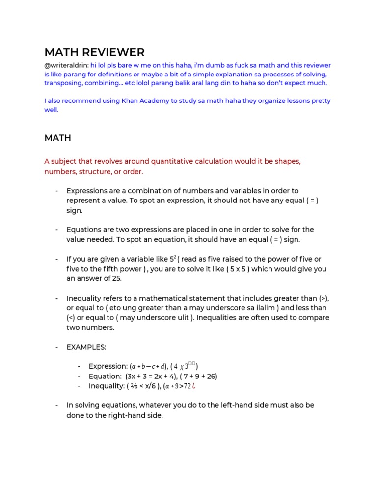 Math Reviewer: @writeraldrin | PDF