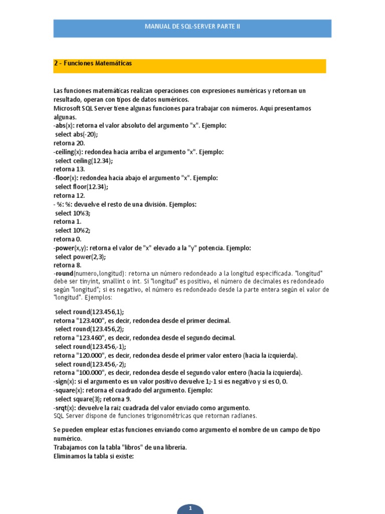 Manual de Sql-Server Parte II | PDF | SQL | Software de gestión de datos