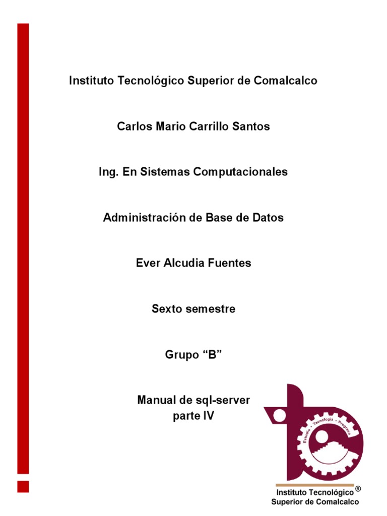 Manual de Sql-Server Parte IV | PDF | SQL | Software de gestión de datos
