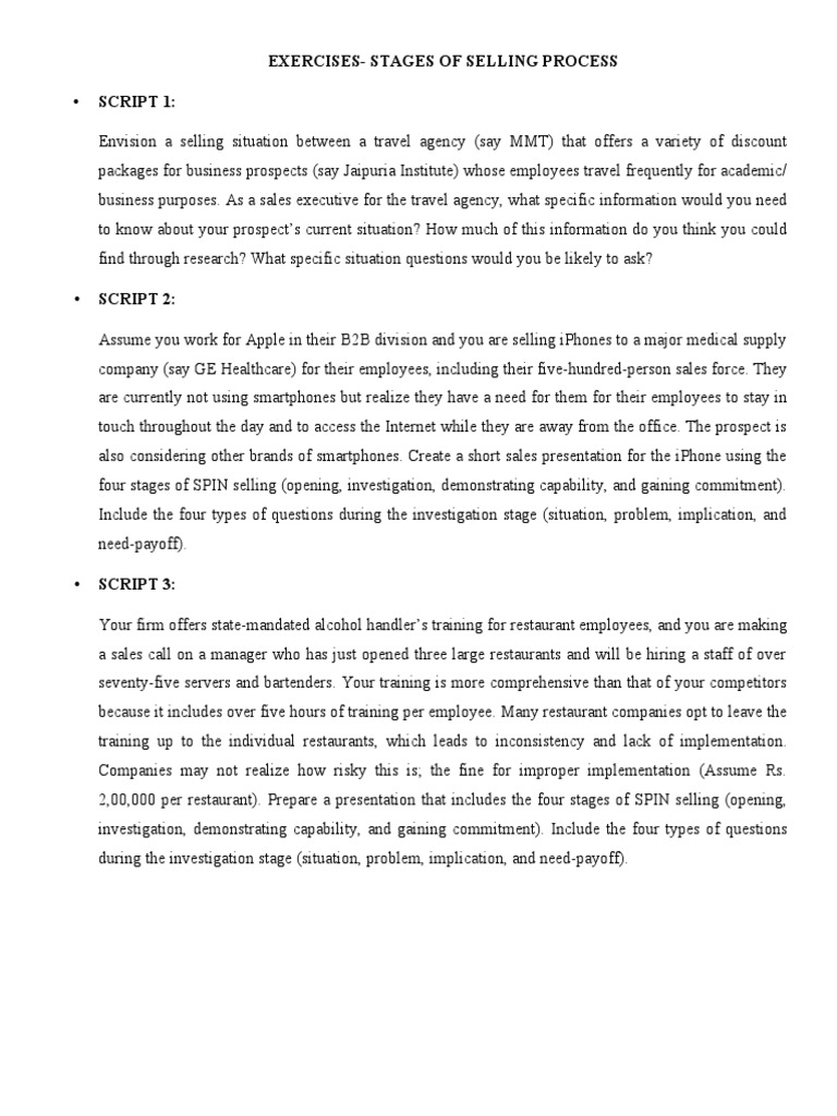 Exercise - Personnel Selling Script | PDF