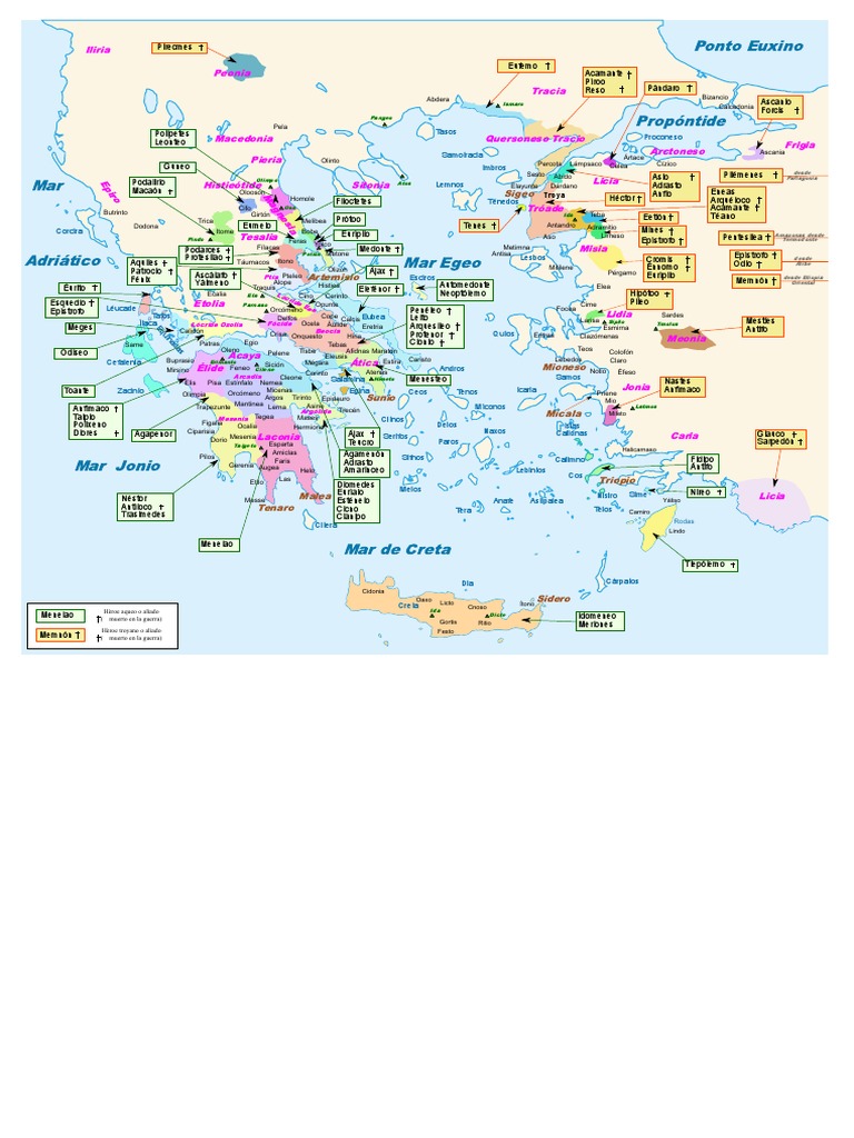 Mapa Ilíada em Espanhol | PDF | Homero | Conflictos del segundo milenio ...