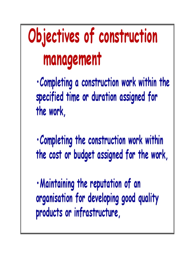 Objectives of Construction Management | PDF | Human Resources | Goal