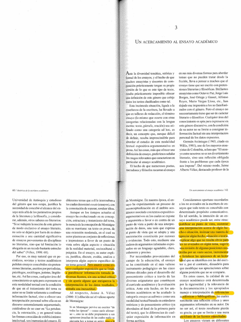 Un Acercamiento Al Ensayo Académico. Álvaro Díaz | PDF