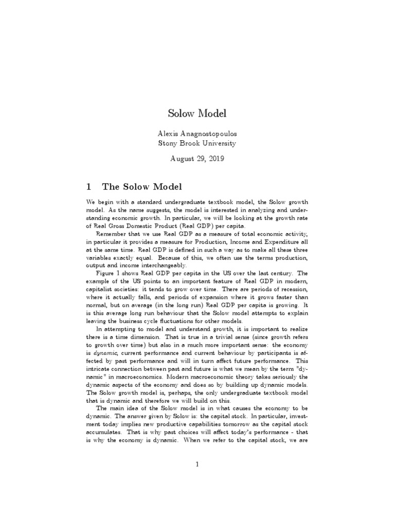 1 The Solow Model | PDF | Production Function | Economic Growth