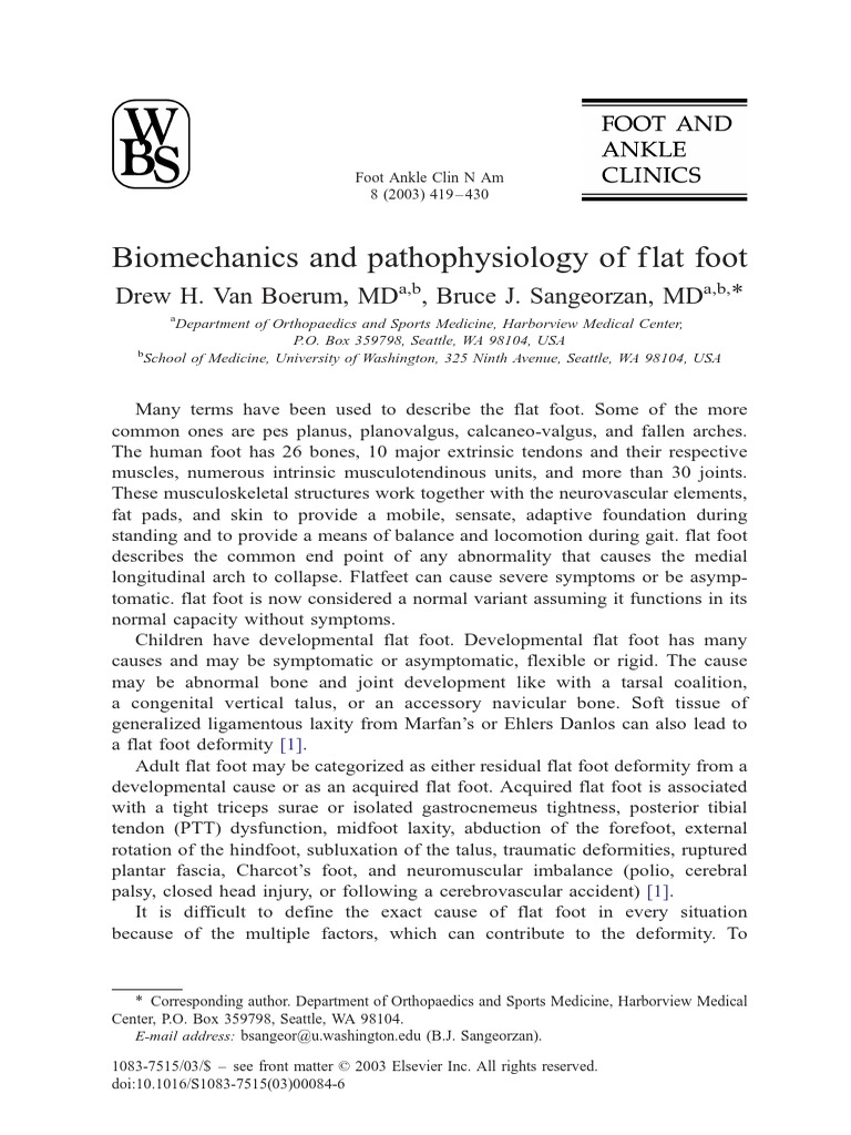 Biomechanics and Pathophysiology of Flat Foot | PDF | Foot | Ankle