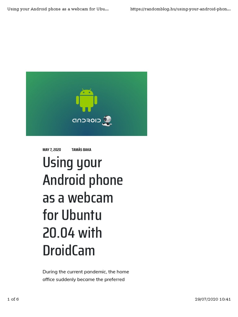 Using Your Android Phone As A Webcam For Ubuntu 20.04 With DroidCam ...