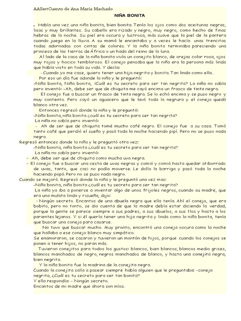 Cuento La Niña Mas Linda | PDF