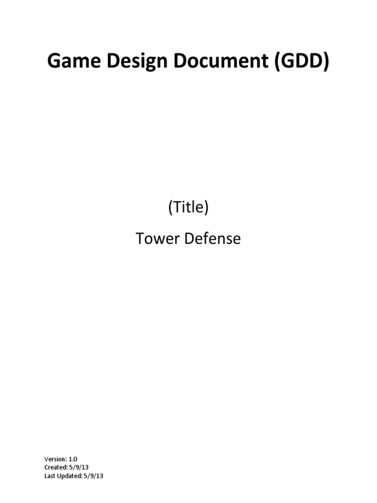 GDD - Tower Defense | PDF | Unity (Game Engine) | 3 D Computer Graphics