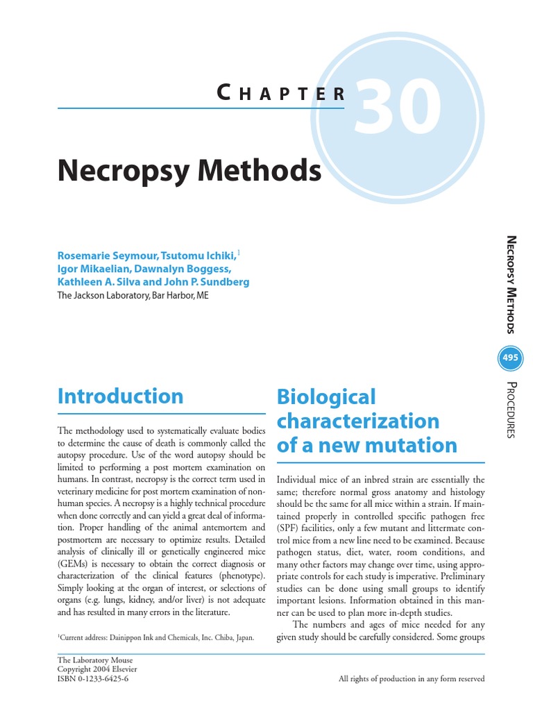 Necropsy Methods: Biological Characterization of A New Mutation | PDF ...