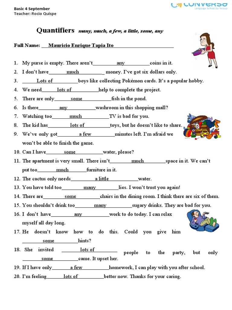 Quantifiers-Grammar Tarea | PDF