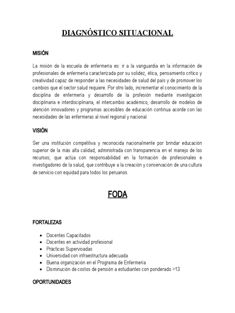 Diagnostico Situacional | PDF | Enfermería | Salud y bienestar