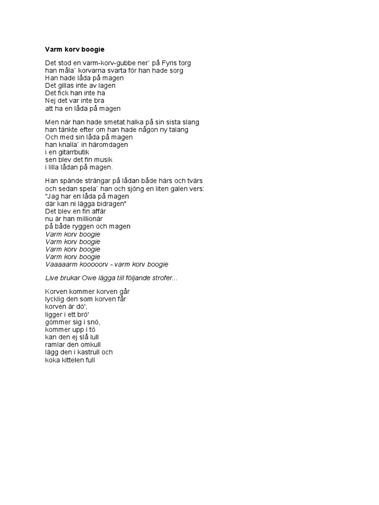 Varm Korv Boogie | PDF