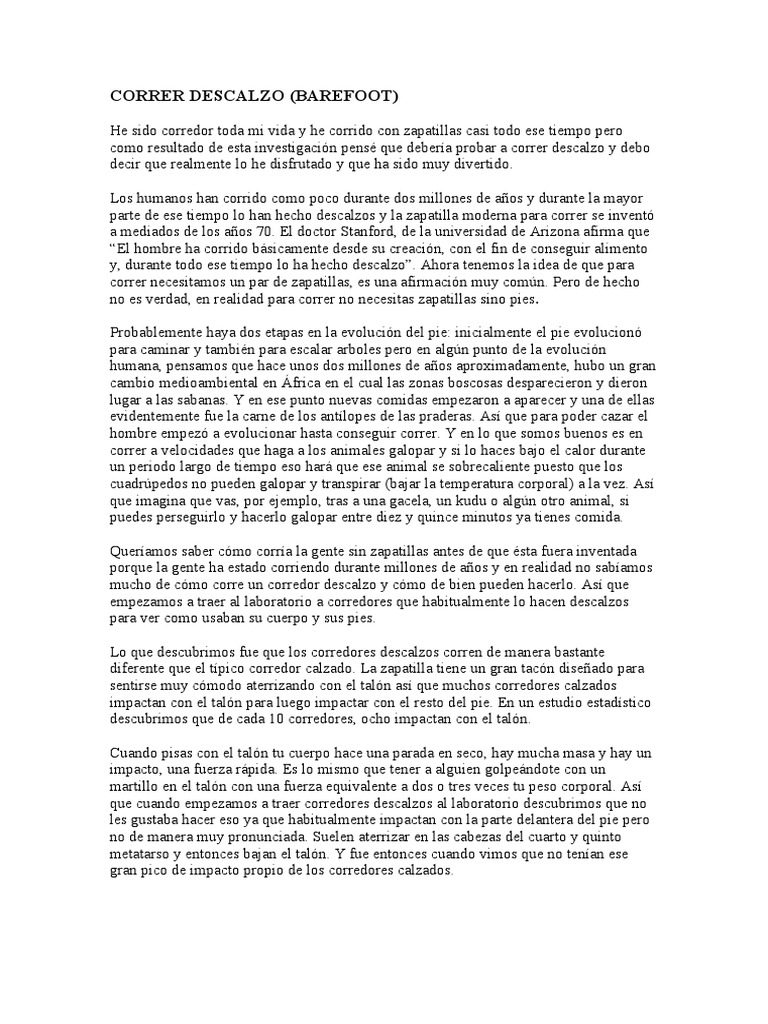 Beneficios de Correr Descalzo | PDF | Evolución | Pie