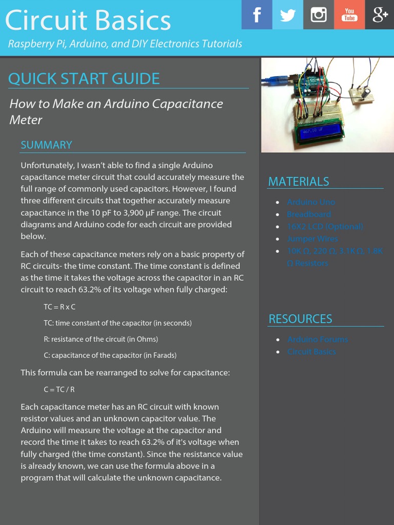 (QUICK START GUIDE) Make An Arduino Capacitance Meter | PDF ...