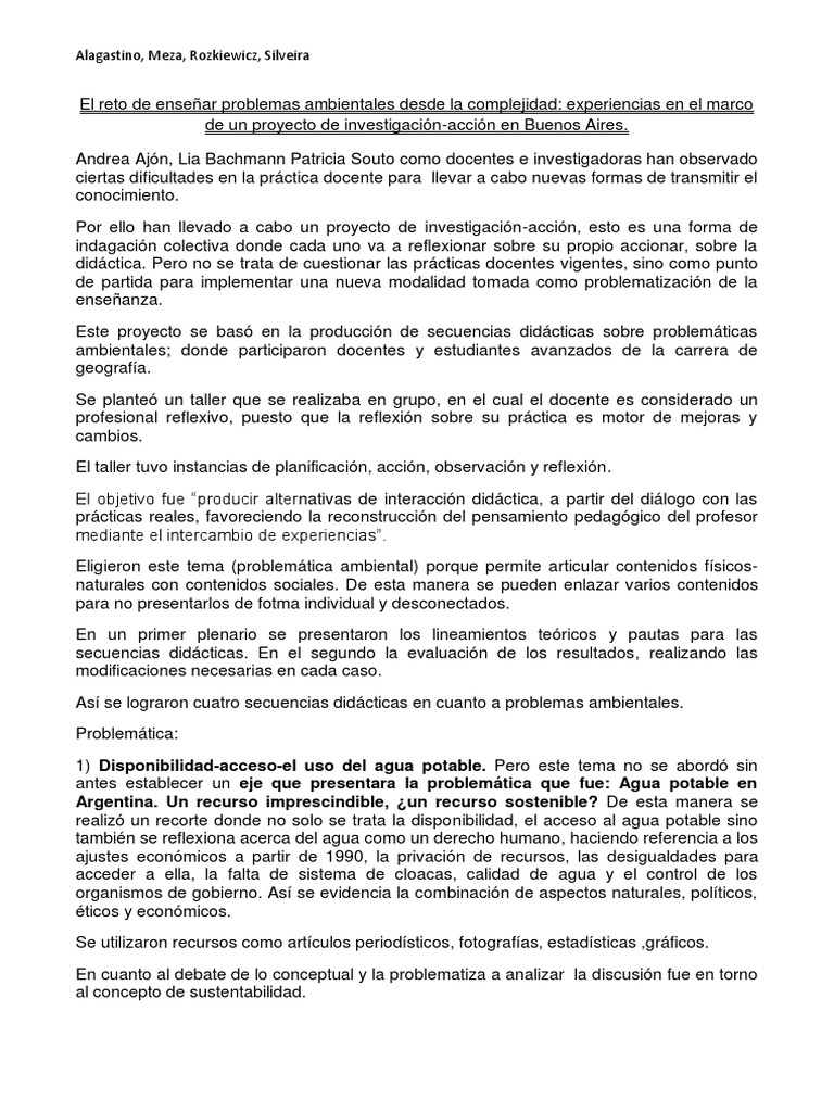 El Reto de Enseñar Problemas Ambientales Desde La Complejidad | PDF ...