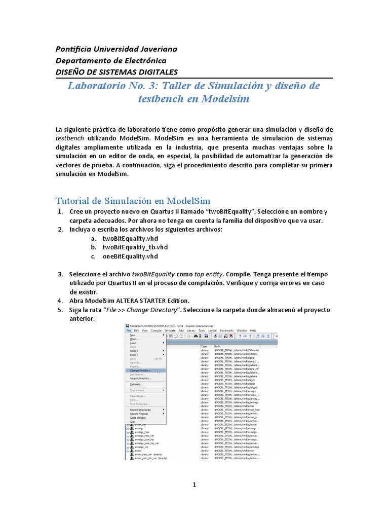 03 - Tutorial ModelSim | PDF | Vhdl | Ingeniería Informática