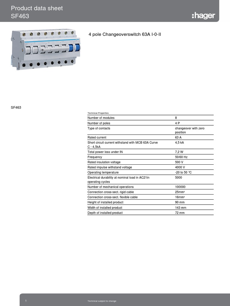 63A 4-Pole Changeover Switch SF463 | PDF | Computers