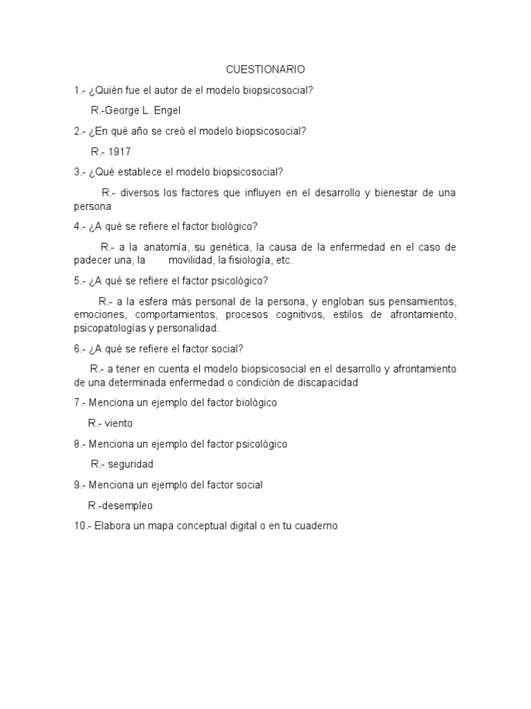 CUESTIONARIO Bio Isa | PDF