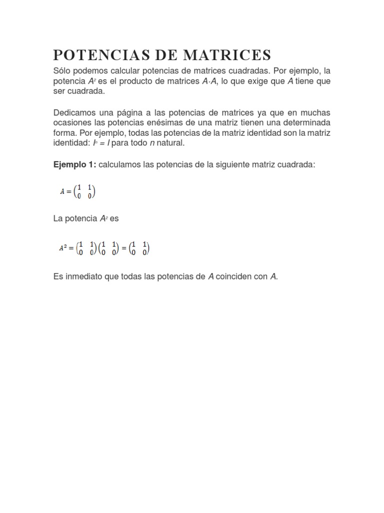 Potencias de Matrices | PDF