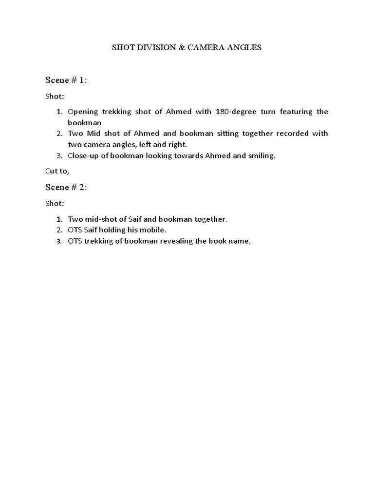 Shot Division and Camera Angles Guide | PDF