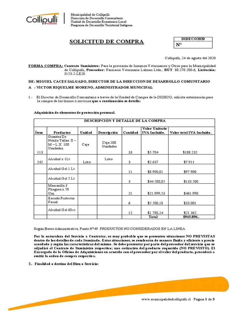Solicitud de Compra EPP Vet | PDF | Business