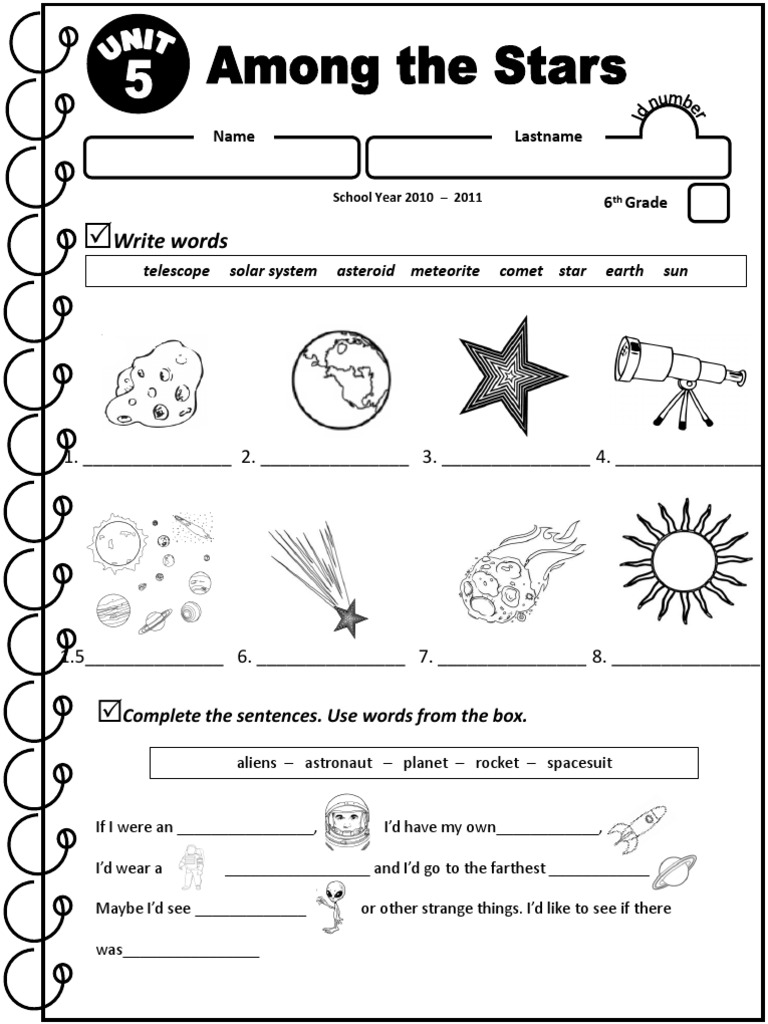 6th Grade Space Vocabulary Exercise | PDF