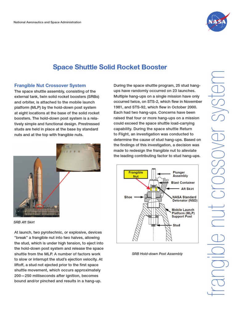 Space Shuttle Solid Rocket Booster Frangible Nut Crossover System | PDF ...