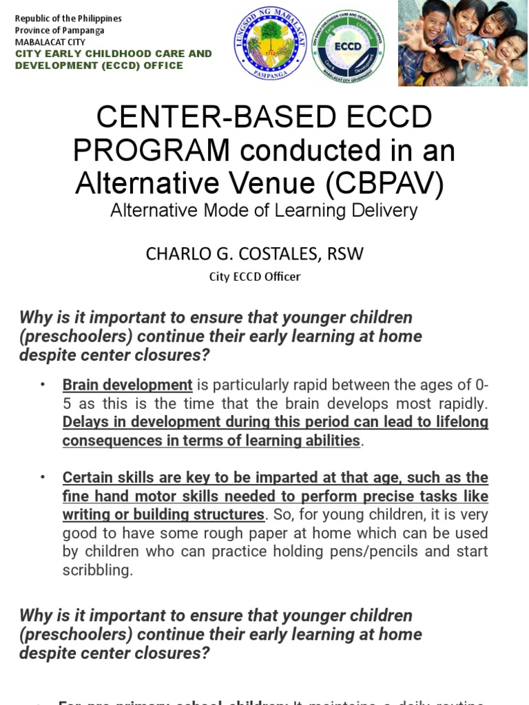 Center-Based Eccd PROGRAM Conducted in An Alternative Venue (CBPAV ...
