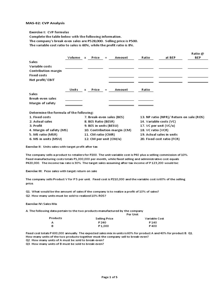 02 CVP Analysis PDF | Business Economics | Management Accounting