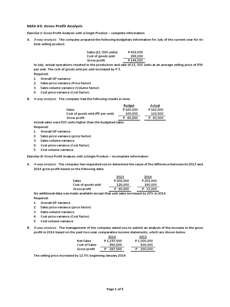 Gross Profit Variance Analysis Guide | PDF | Cost Of Goods Sold | Prices