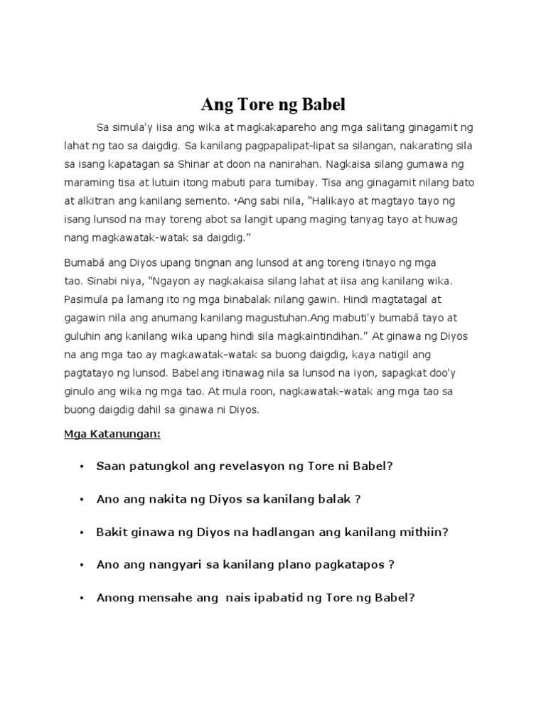 Ang Tore NG Babel | PDF