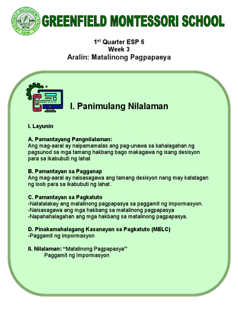 Esp 6 Week 3 All Revised | PDF