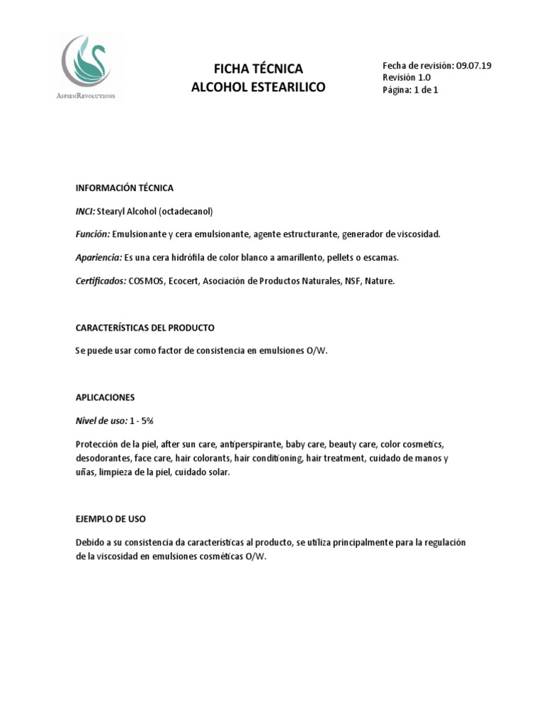 Alcohol Estearílico: Usos y Características | PDF