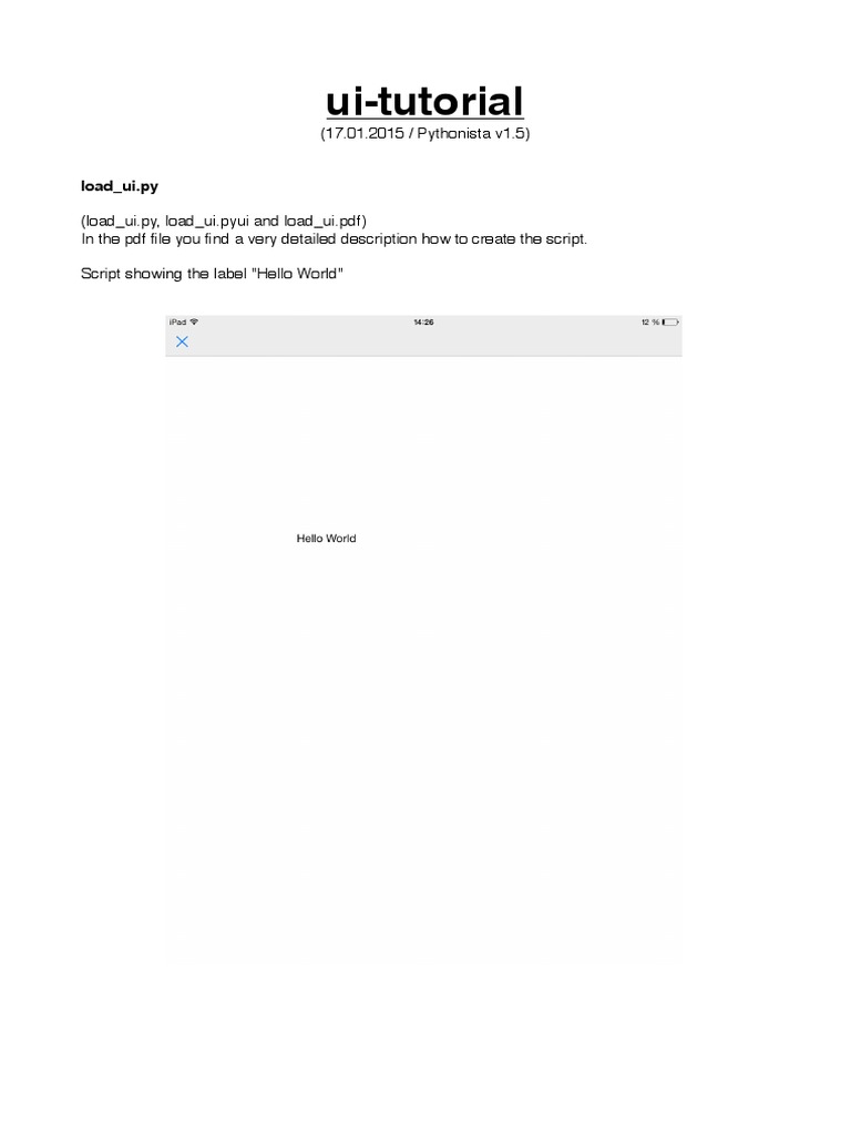 Pythonista UI Script Tutorials | PDF