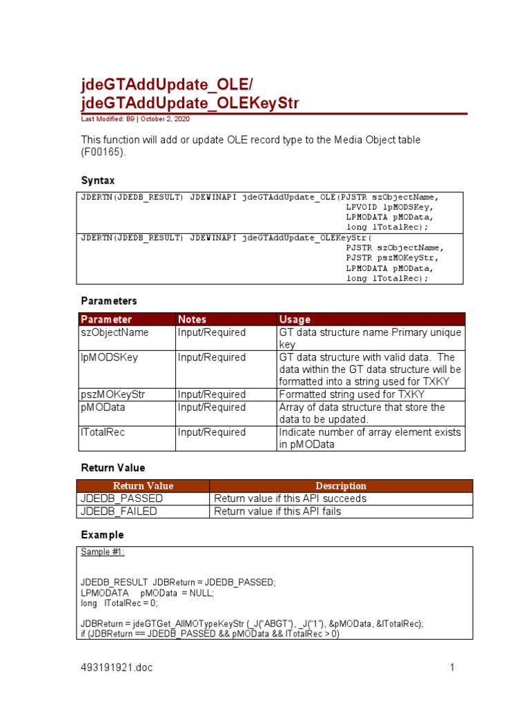 Jdegtaddupdate - Ole/ Jdegtaddupdate - Olekeystr: Syntax | PDF | Array ...