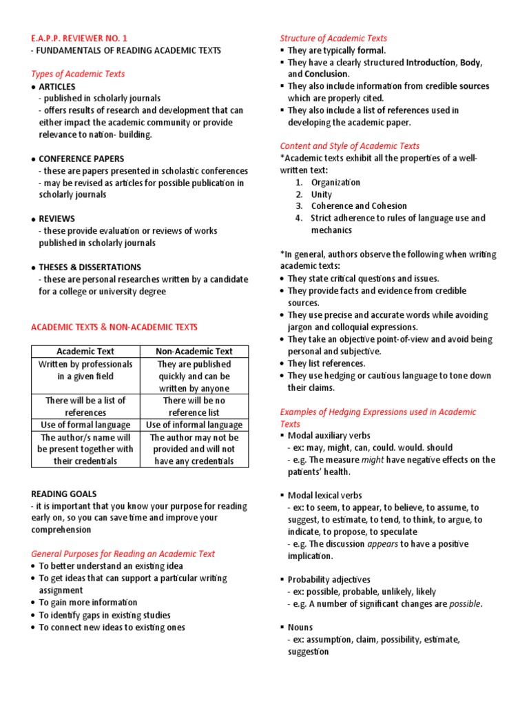 E.A.P.P. Reviewer No. 1: Structure of Academic Texts | PDF | Citation ...