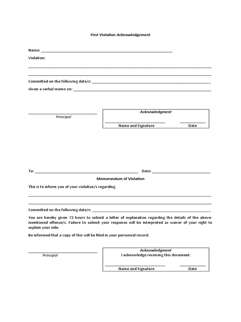 Notice of Violation Sample | PDF