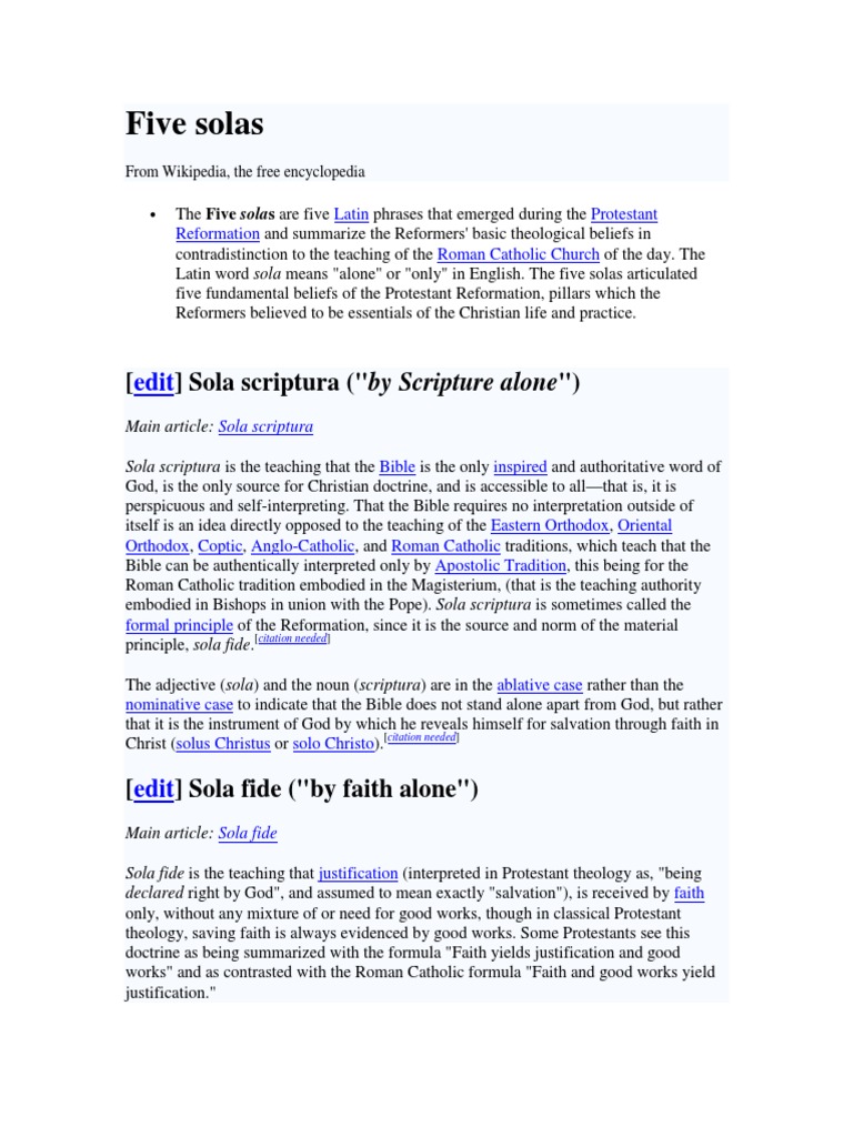 Five Solas | PDF | Justification (Theology) | Sola Fide