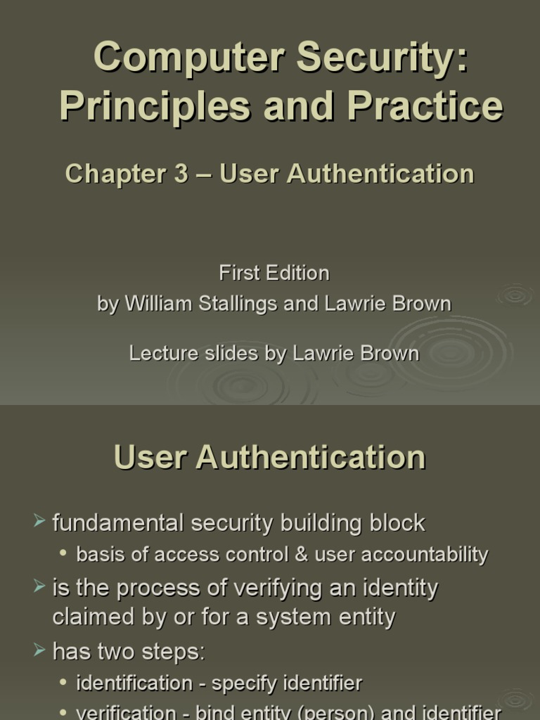 Computer Security Principles User Authentication | PDF | Password | Authentication