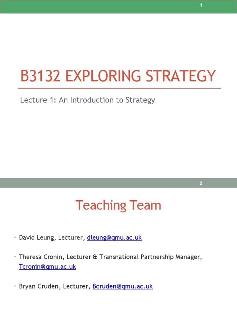 B3132 Exploring Strategy: Lecture 1: An Introduction To Strategy | PDF ...