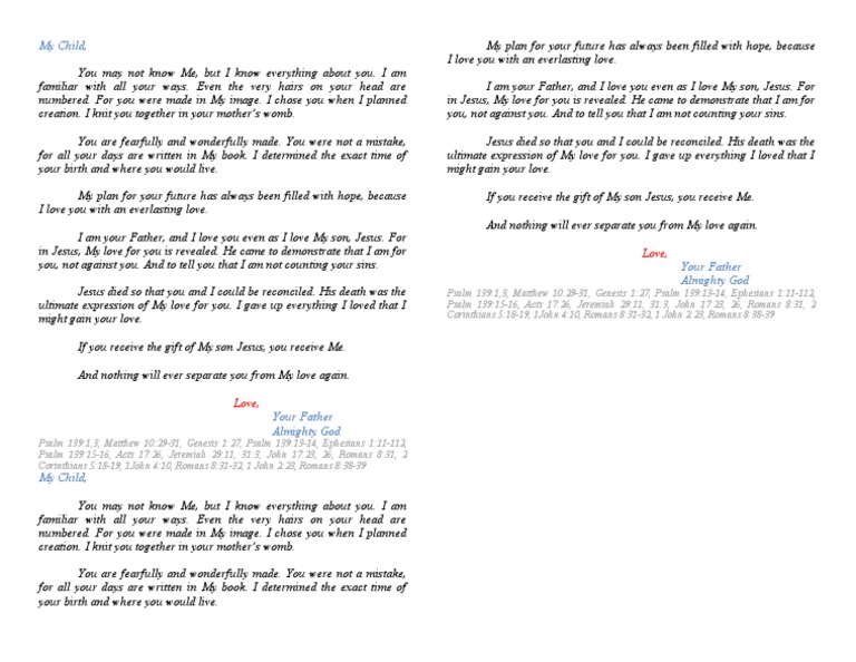 Father's Love Letter | PDF | Epistle To The Romans | Jesus