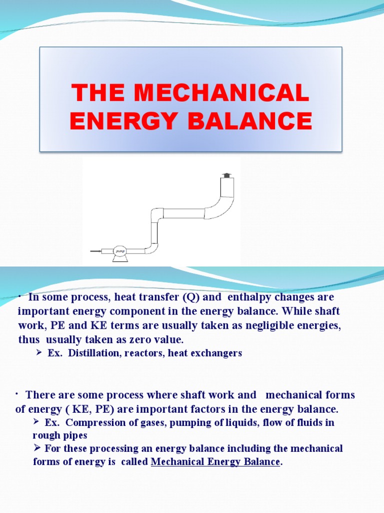 Mechanical Energy Balance Explained | PDF | Teaching Methods ...