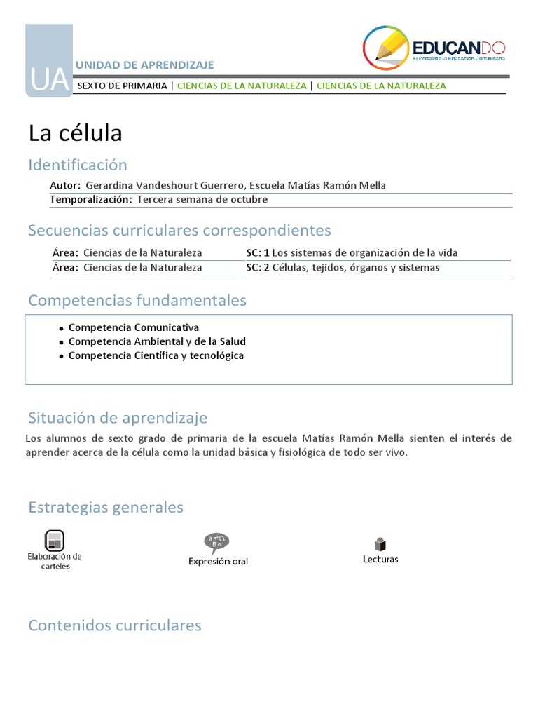 Aprendizaje sobre la Célula en Sexto Grado | PDF | Organismos ...