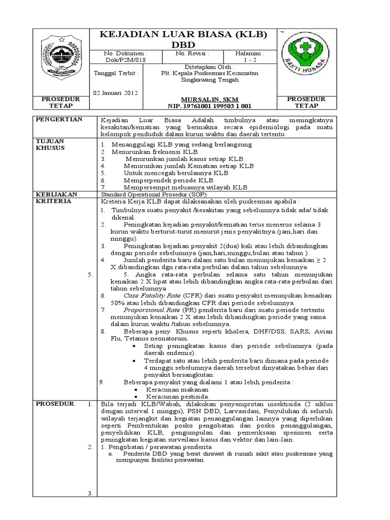 Sop KLB DBD | PDF