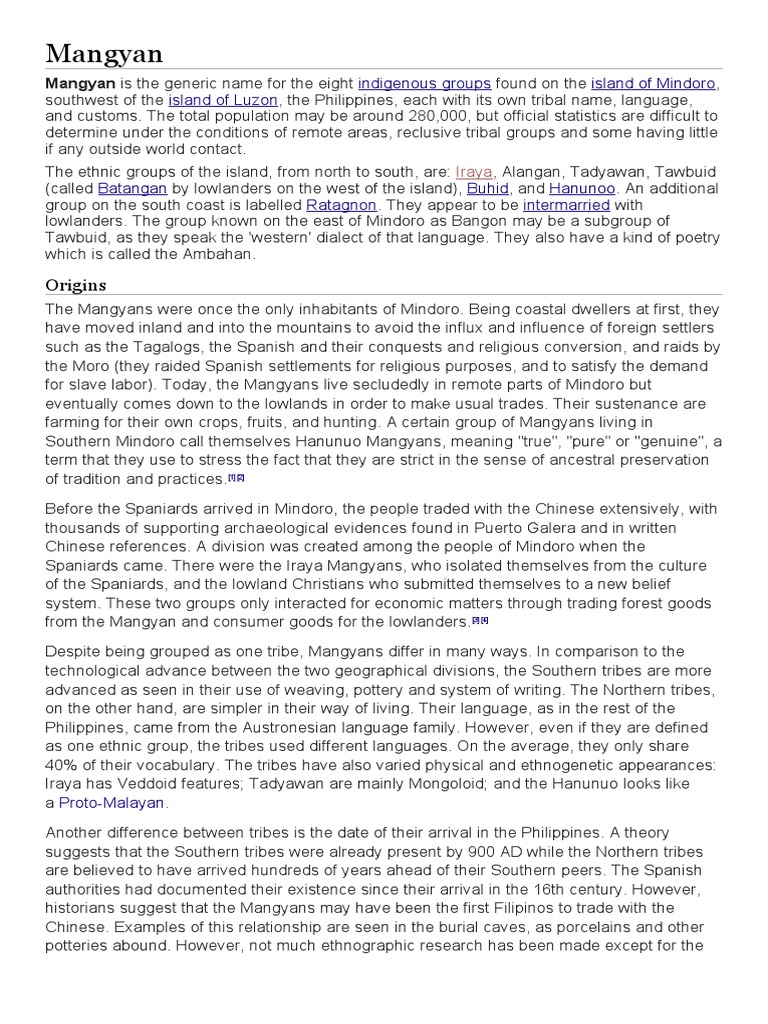 Mangyan | PDF | Ethnic Groups | Languages