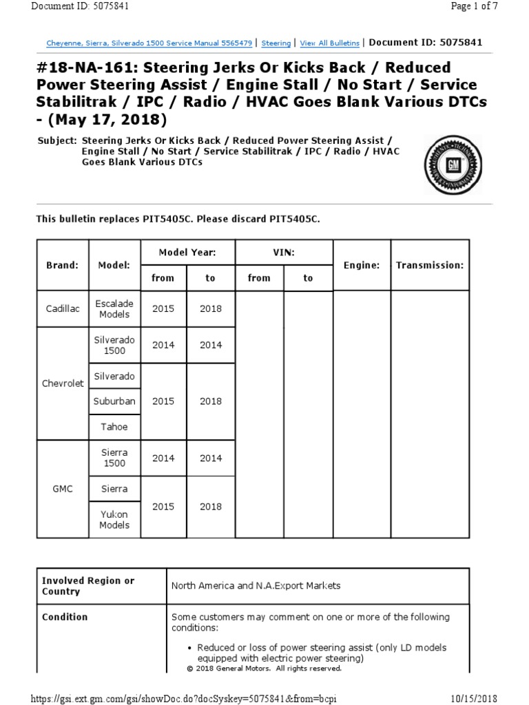 GM TSB PDF | PDF | Chevrolet Silverado | Vehicles