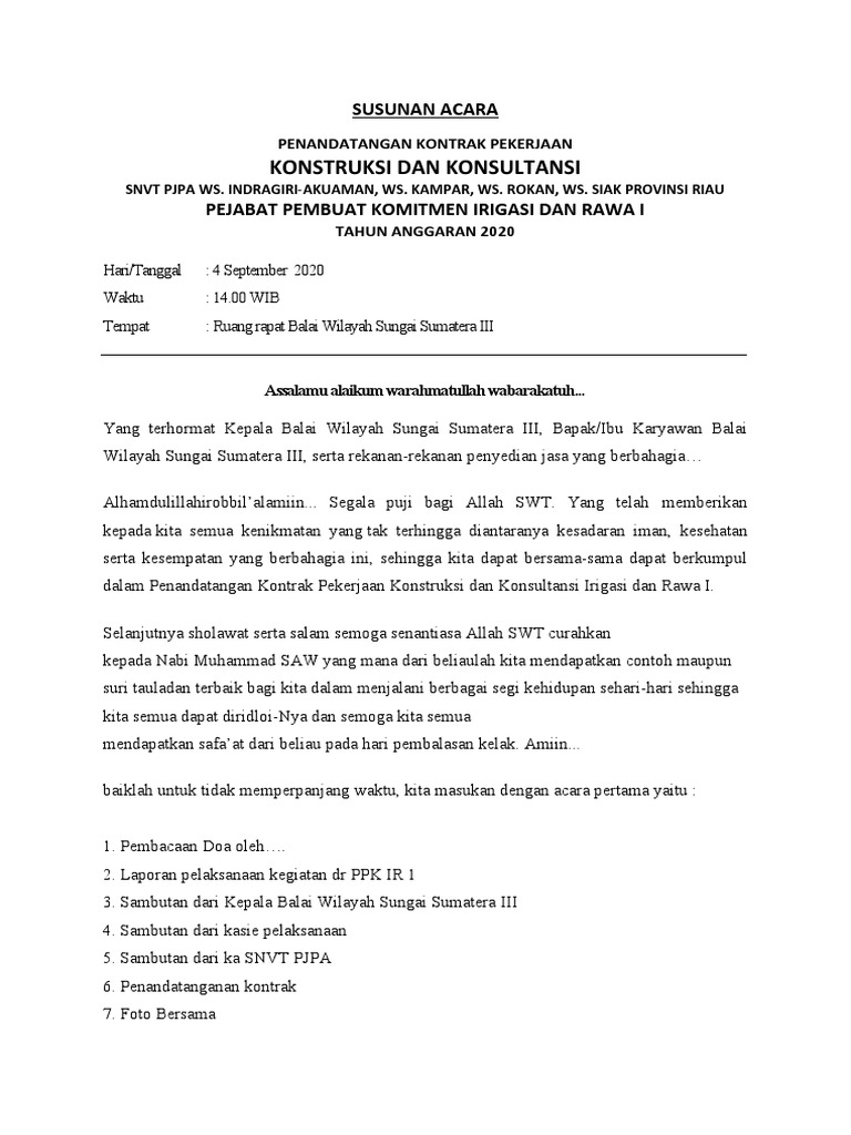 SUSUNAN ACARA Dan DOA | PDF